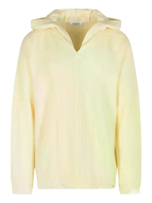 LANEUS Hooded Ribbed-knit Sweater - Yellow