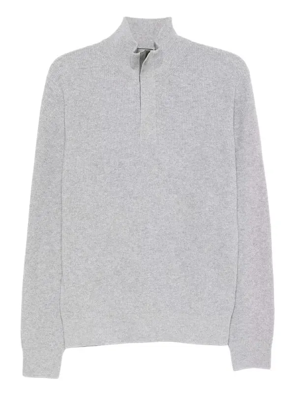 Canali Ribbed High-neck Sweater - Grey