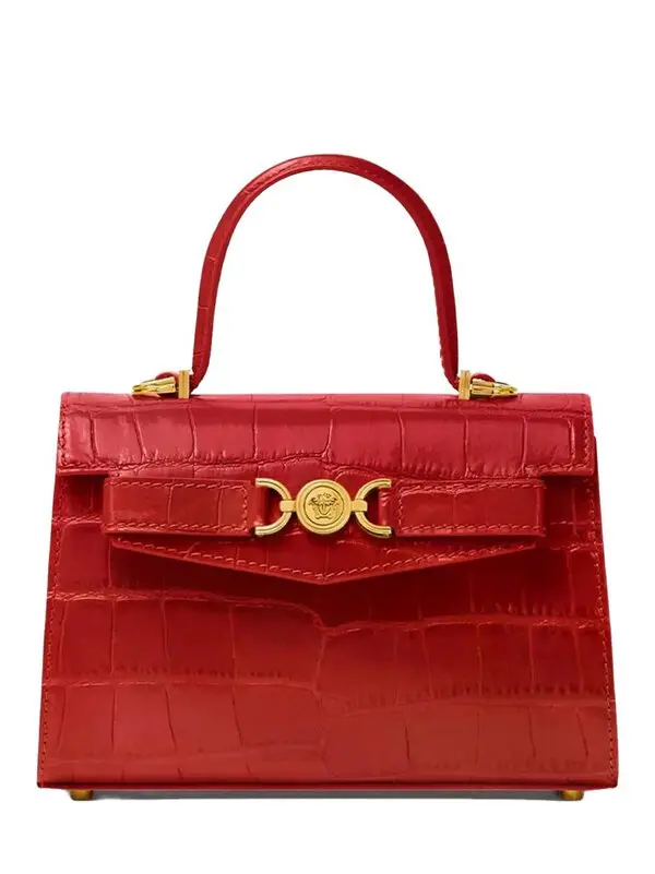 Versace Small Crocodile-embossed Top-handle Bag - Red