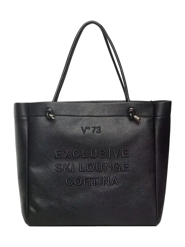 V°73 Embroidered Logo Shoulder Bag - Black