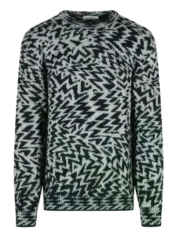 LANEUS Abstract Pattern Wool-blend Sweater - Grey