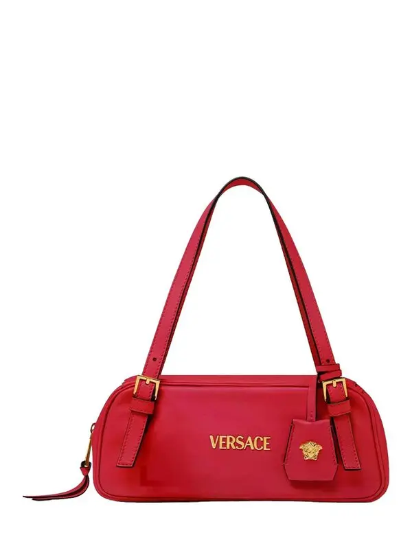 Versace Tag Bowling Buckle-detail Shoulder Bag - Red
