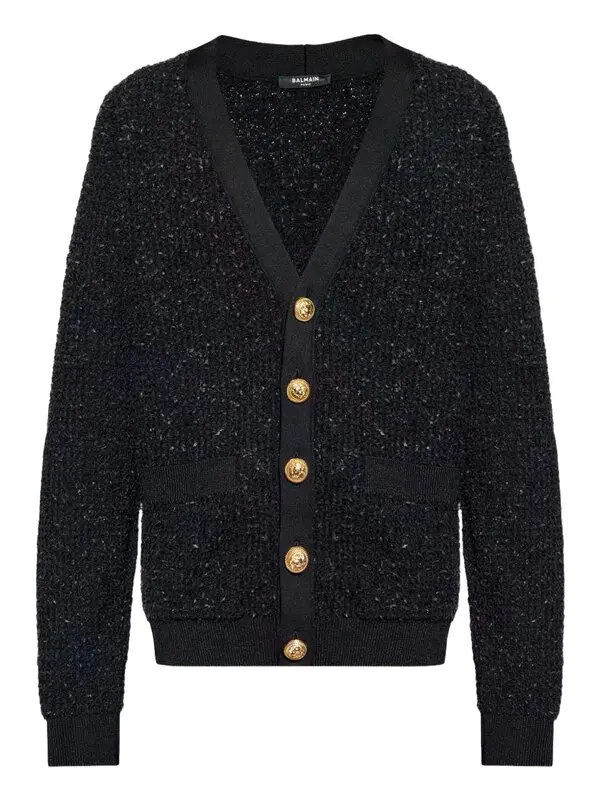 Balmain Lion-head Buttoned Cardigan - Black
