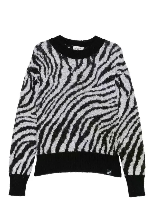 PENCE 1979 Zebra-print Crew-neck Sweater - Black
