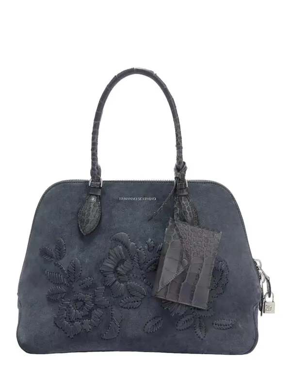 Ermanno Scervino Embroidered Suede Tote Bag - Grey