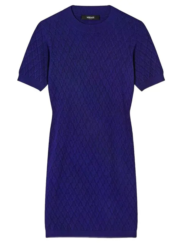 Versace V-pattern Mini Dress - Blue