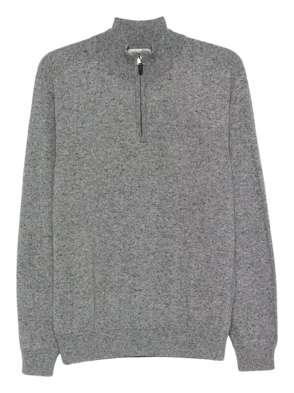 Canali Wool Half-zip Sweater - Grey