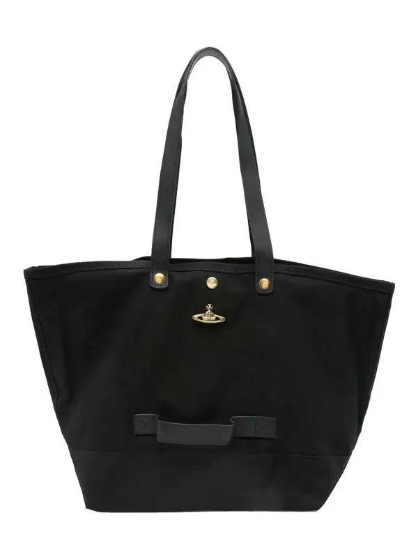 VIVIENNE WESTWOOD Orb-plaque Cotton Tote Bag - Black