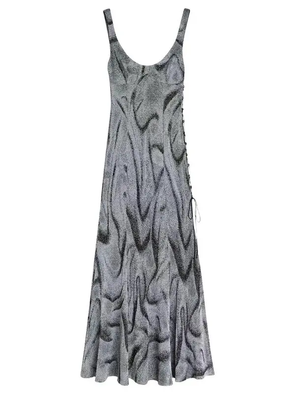 MARGHERITA MACCAPANI Swirl-print Dress With Lace-up Detail - Silver