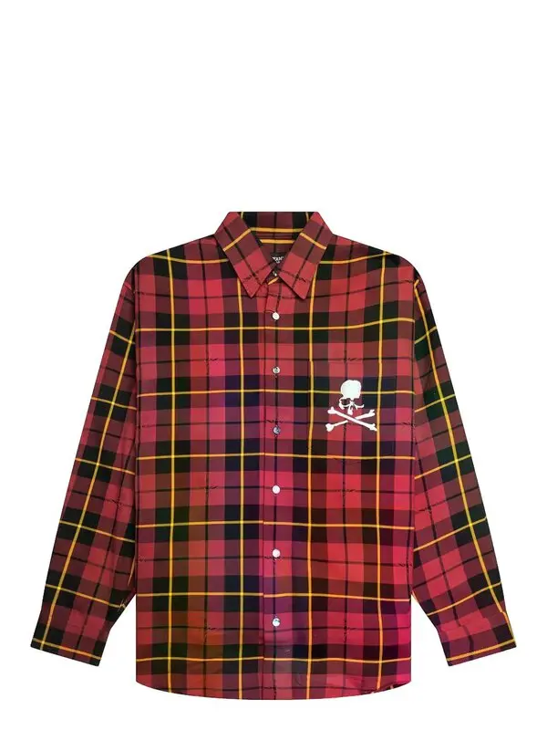 MASTERMIND WORLD Skull-embroidered Plaid Shirt - Red