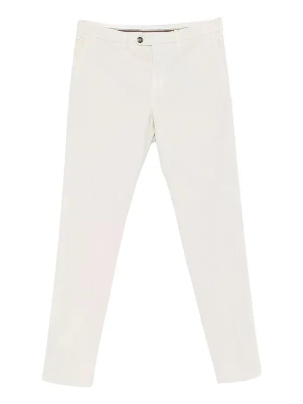 Canali Button-fastening Cotton-blend Trousers - Neutrals