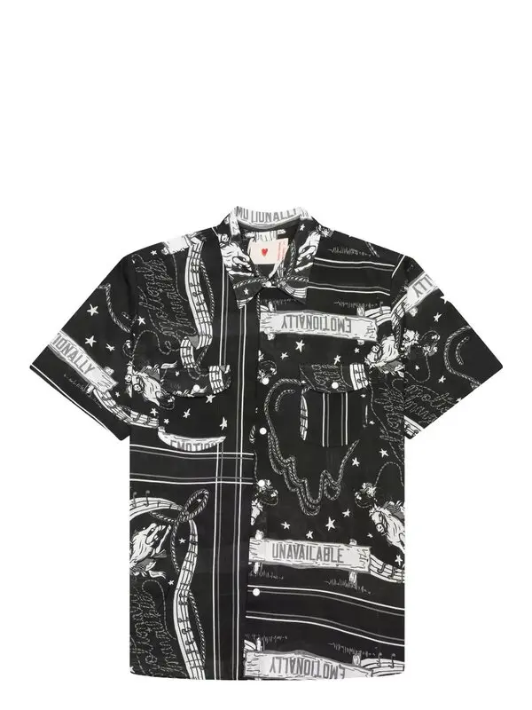 EMOTIONALLY UNAVAILABLE Short-sleeve Printed Shirt - Black