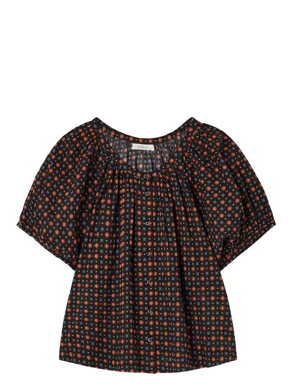 DÔEN June Floral-print Organic Cotton-voile Blouse - Multi
