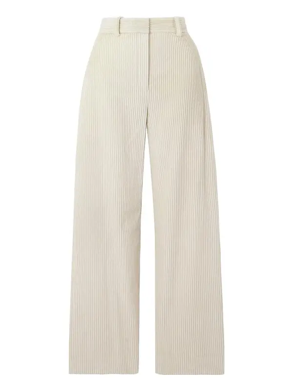 Proenza Schouler Lidie Cotton-corduroy Wide-leg Pants - Neutrals