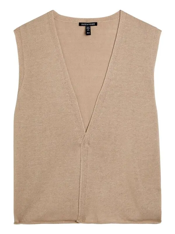 Eileen Fisher Linen And Cotton-blend Knit Vest - Natural