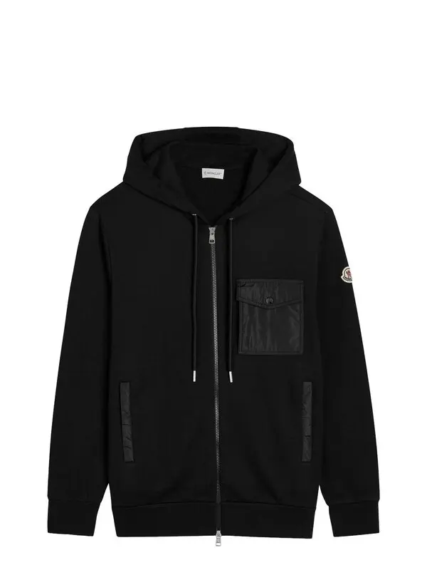 Moncler Logo Hooded Cotton-blend Sweatshirt - Black