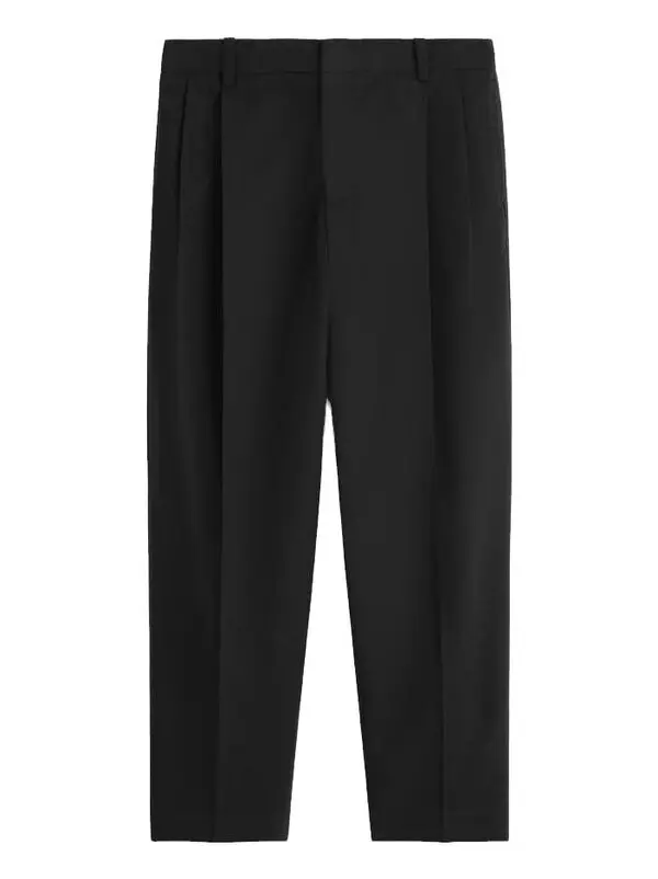 Cos Cotton-twill Pleated Straight-leg Pants - Black