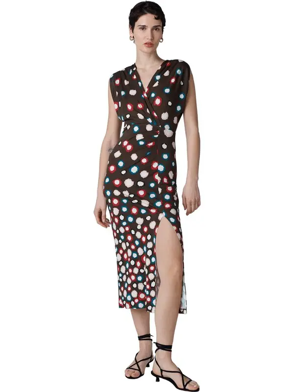 Diane Von Furstenberg Williams Wrap Dress - Leopard Spot Coffee Grind