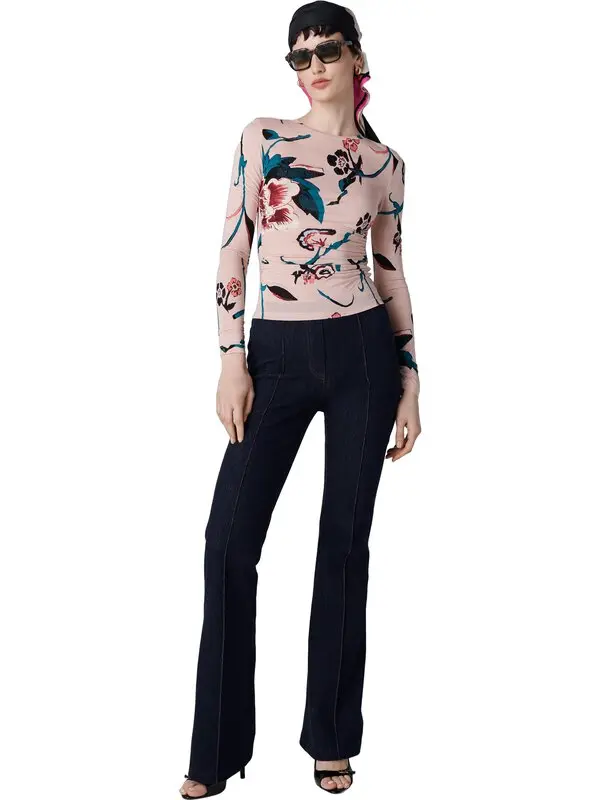 Diane Von Furstenberg Perfect Long Sleeve Top - Dancing Rose Bare