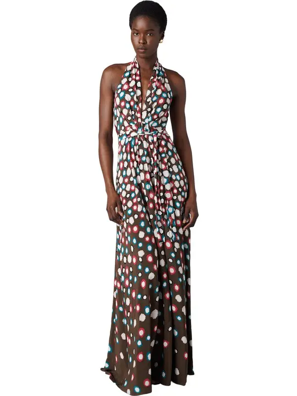 Diane Von Furstenberg Callie Maxi Dress - Leopard Spot Coffee Grind