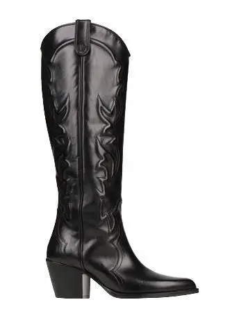 Maje Leather Cowboy Boots - Black
