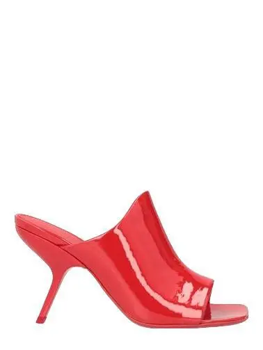 FERRAGAMO Leather Slide Sandals - Red