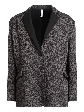 TENSIONE IN Single-breasted Leopard-print Blazer - Grey
