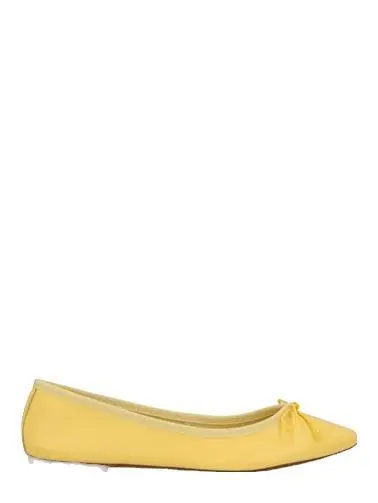 OVYE Blush Leather Ballet Flats With Bow Detailing - Yellow