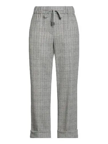 Peserico Tartan Patterned Wool-blend Pants - Grey