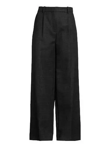 Sandro Wide-leg Glen Plaid Flannel Pants - Grey