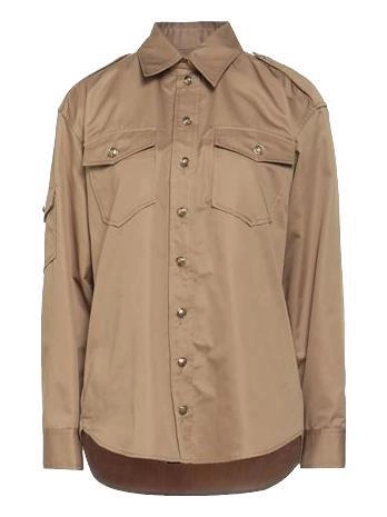 Sandro Cotton-blend Poplin Safari Shirt - Camel