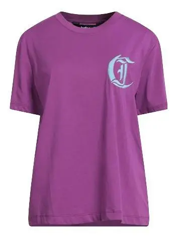 Just Cavalli Cotton T-shirt With Embroidered Logo - Purple