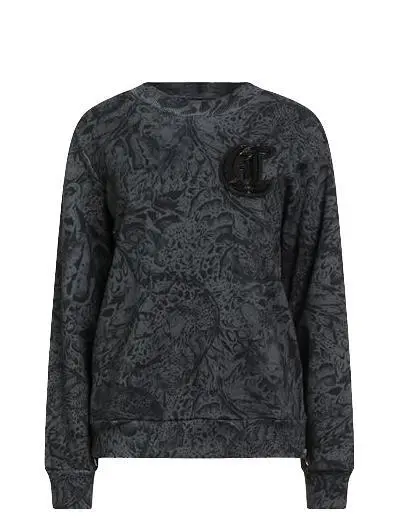 Just Cavalli Sweatshirt With Leopard Print And Brand Logo - Grey