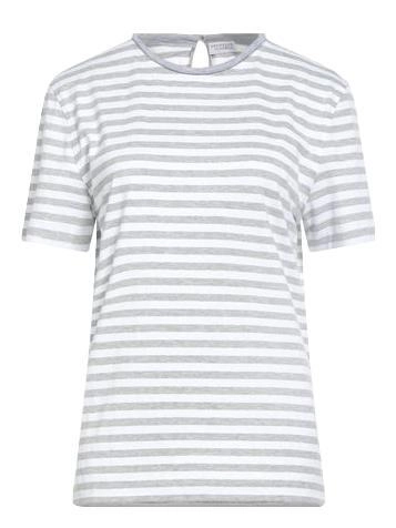 Brunello Cucinelli Striped Jersey T-shirt With Embellishment - Grey