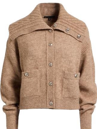 Maje Wool, Polyamide, Alpaca Wool, Acrylic, And Elastane Cardigan - Camel