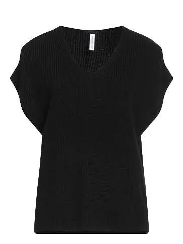 TENSIONE IN Ribbed-knit V-neck Top - Black