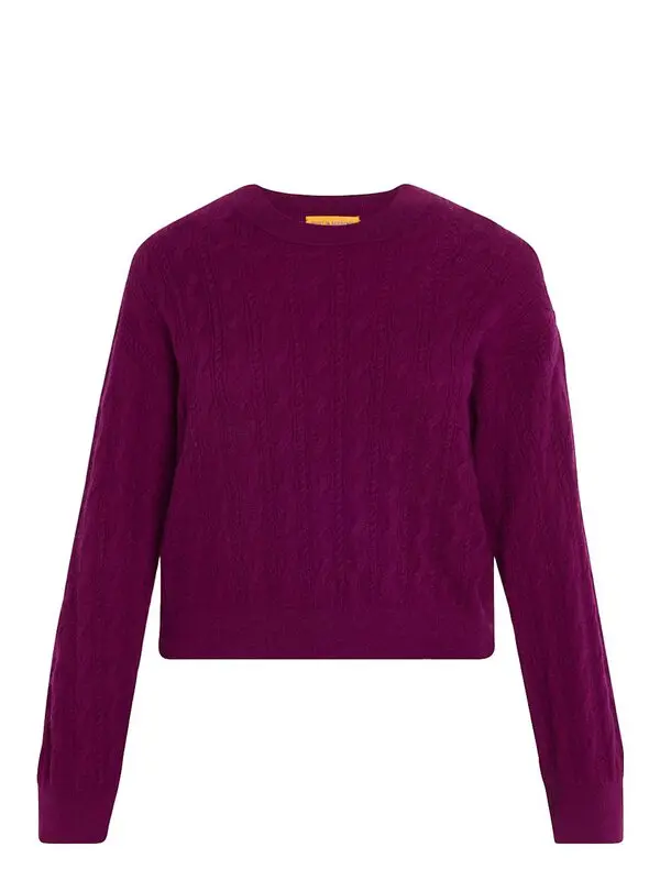 Guest In Residence Cashmere Cable Knit Collegiate Sweater - Dkpurp