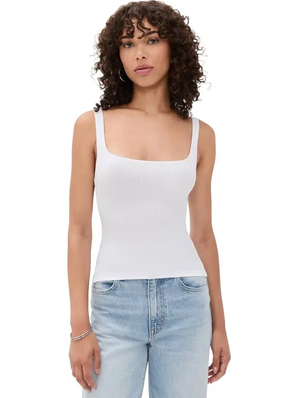Lna Scoop Ribbed Tank - White