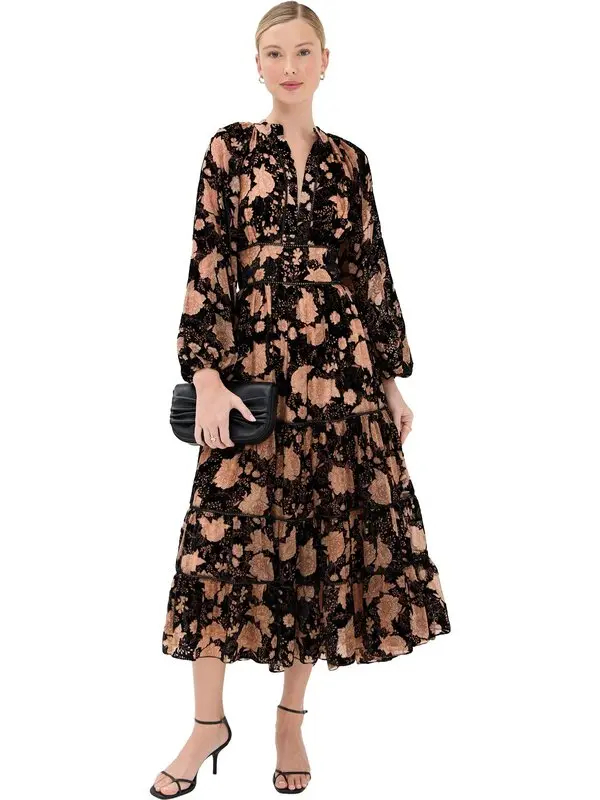 Lug Von Siga Ellie Floral Maxi Dress - Black/camel
