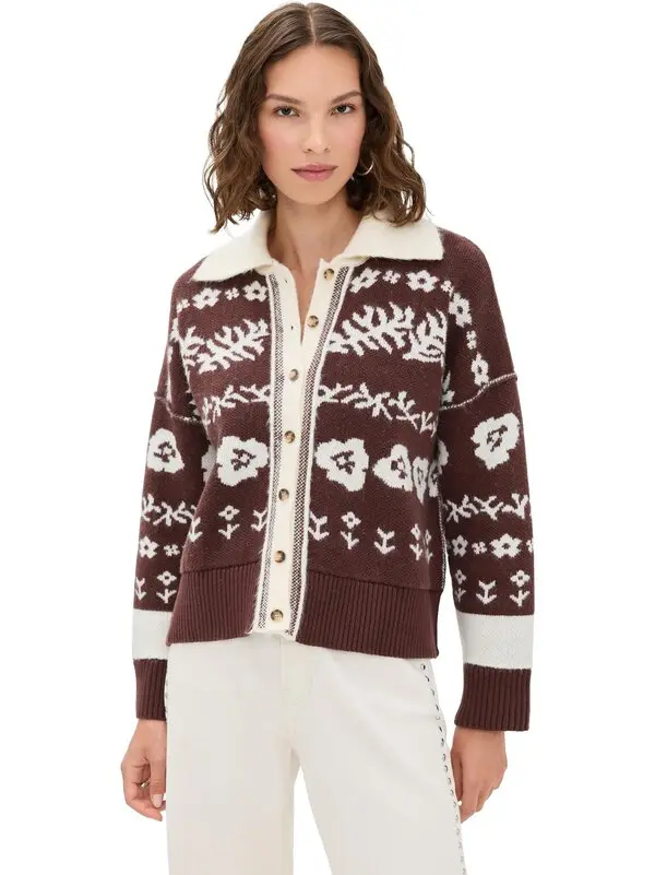 Free People Shelby Cardigan - Chocolate Combo