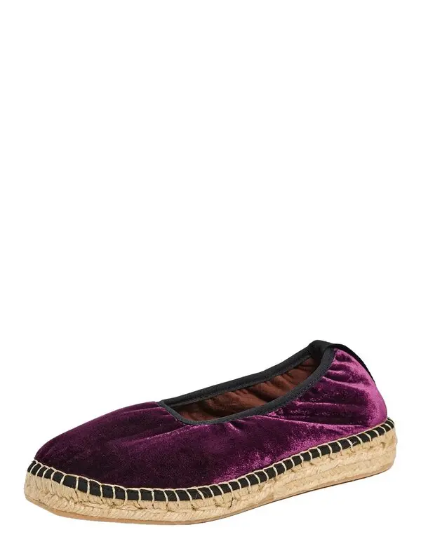 NAGUISA Allium Espadrille Flats - Eggplant Velvet