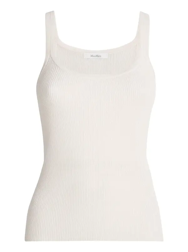 Max Mara Cotton-blend Ribbed Tank Top - White