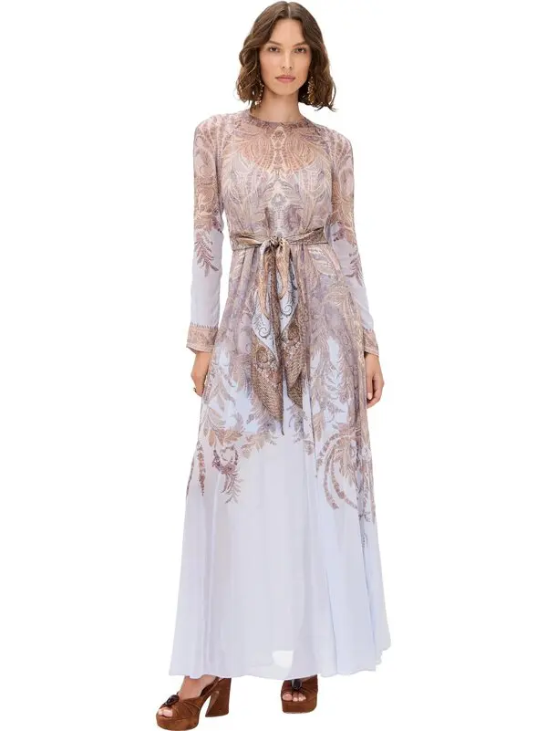 Zimmermann Hypnotic Paisley Maxi Sheath Dress - Lilac Paisley