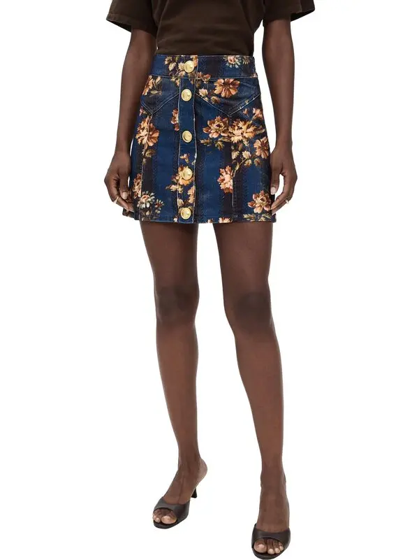Cara Cara Juniper Floral Corduroy Mini Skirt - Amour Flora Navy