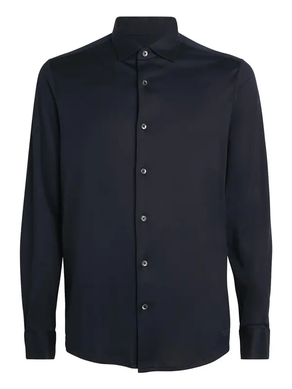 Emporio Armani Lyocell-cotton Long-sleeve Shirt - Blue