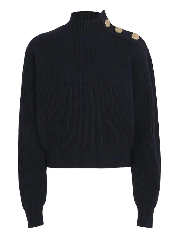 Maje Wool Roll Neck Sweater - Blue