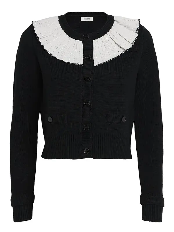 Sandro Frill-detail Cardigan - Black