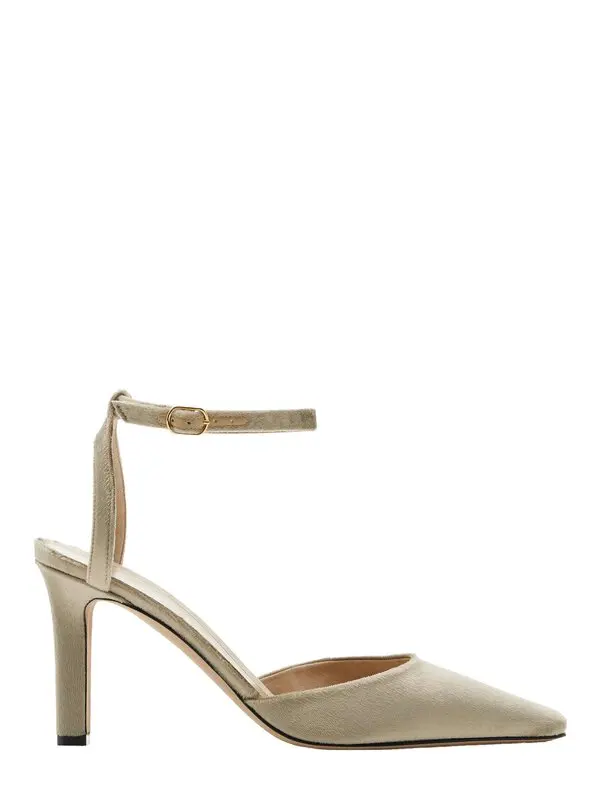 THE ROW Carla Velvet Pumps - Taupe