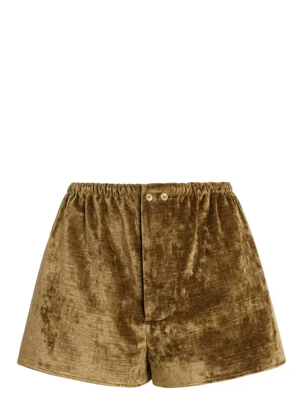 ALFIE Boxer Crushed Velour Shorts - Brown