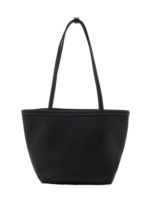 THE ROW Medium Park Leather Stitched Tote - Black